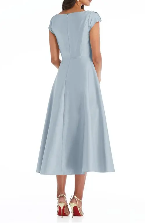 alfred sung cap sleeve midi dress Alfred Sung Cap Sleeve Full Skirt Satin Midi Dress - Mist