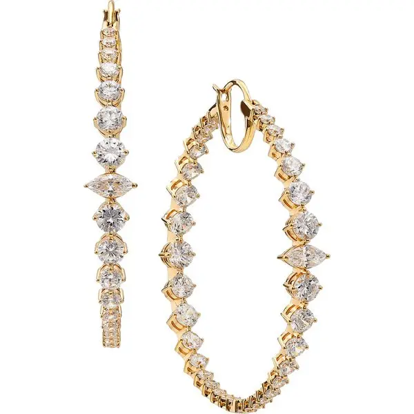 Nadri Leah Statement Hoop Earrings - Gold