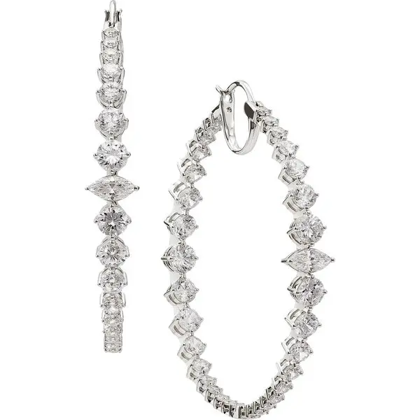 Nadri Leah Statement Hoop Earrings - Rhodium