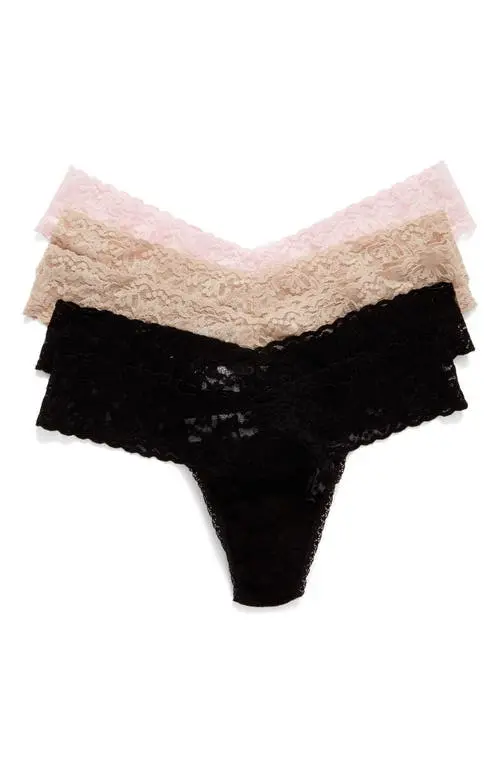 Hanky Panky 5-pack Low Rise Thong - Black/chai/bliss Pink