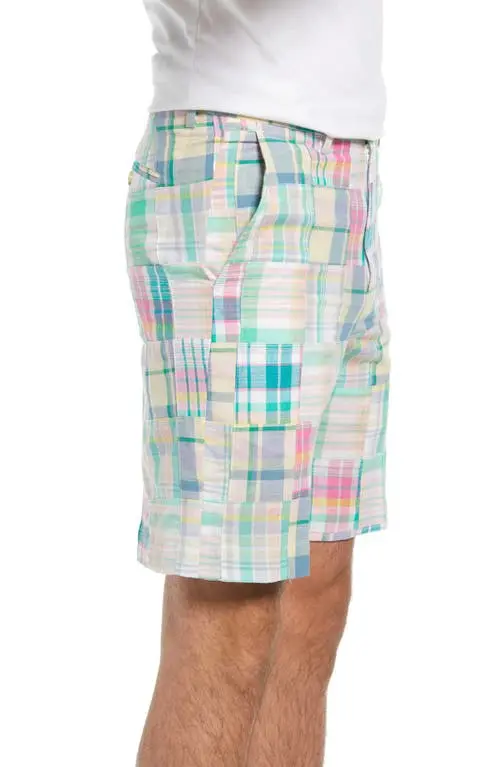 Berle Patchwork Madras Flat Front Shorts - Pink