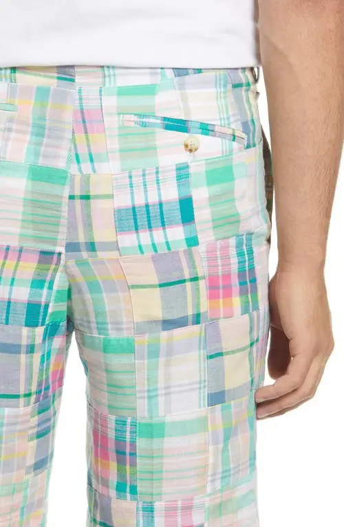 Berle Patchwork Madras Flat Front Shorts - Pink
