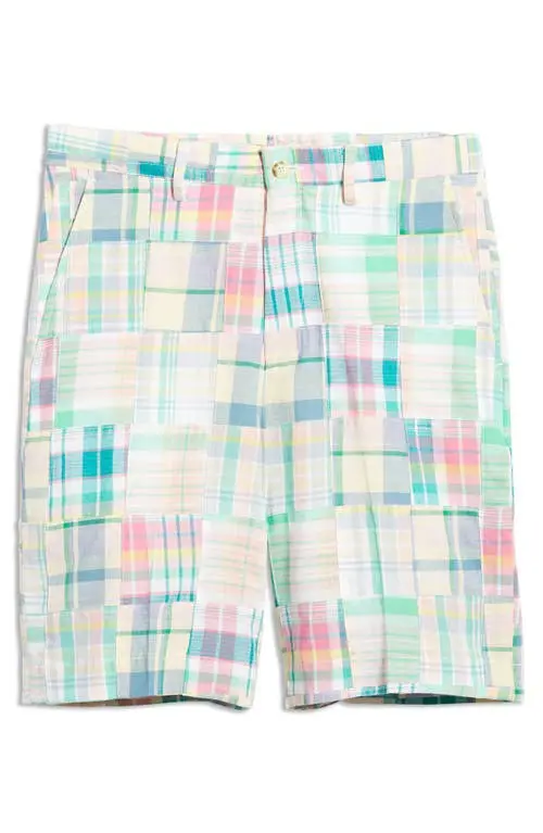 Berle Patchwork Madras Flat Front Shorts - Pink