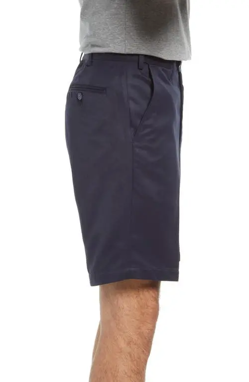 Berle Microfiber Flat-front Shorts - Navy