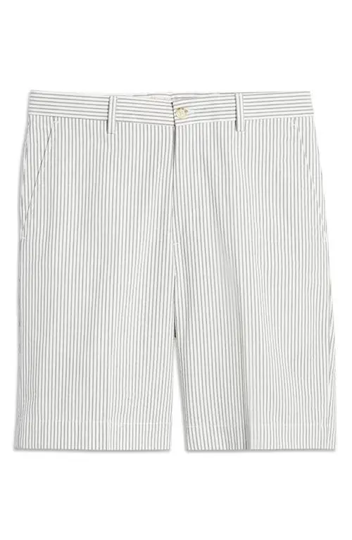 Berle Flat-front Seersucker Shorts - Grey