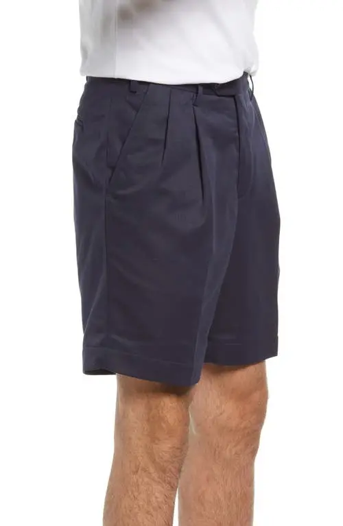 Berle Microfiber Pleated Shorts - Navy