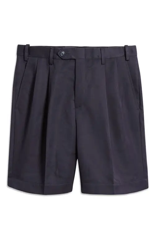 Berle Microfiber Pleated Shorts - Navy