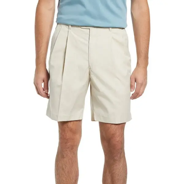 Berle Prime Pleated Poplin Shorts - Light Tan