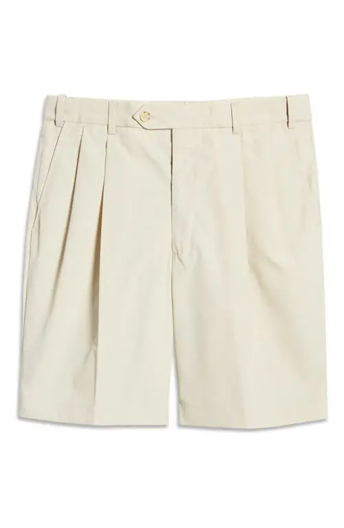 Berle Prime Pleated Poplin Shorts - Light Tan