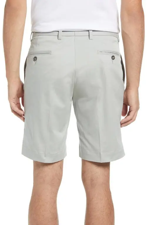 Berle Charleston Flat Front Stretch Poplin Shorts - Light Grey