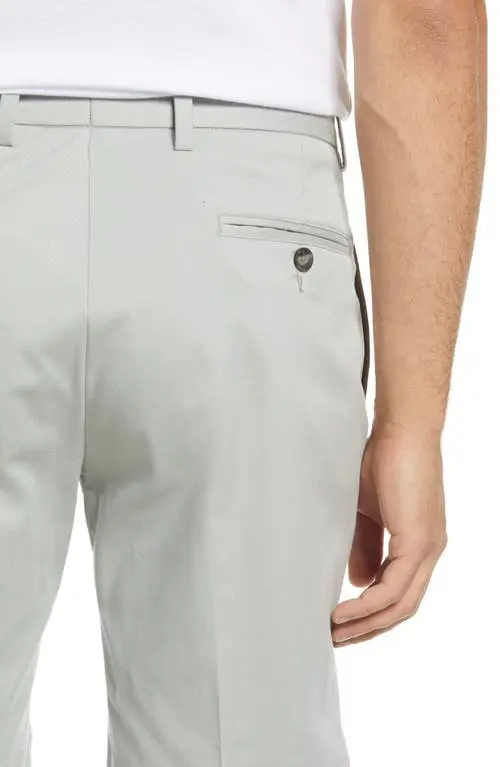 Berle Charleston Flat Front Stretch Poplin Shorts - Light Grey