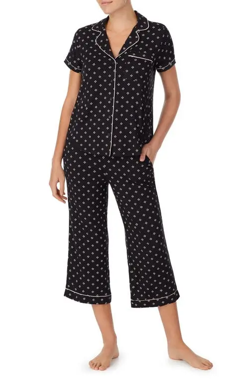 Kate Spade New York Spade Print Crop Pajamas - Black Print