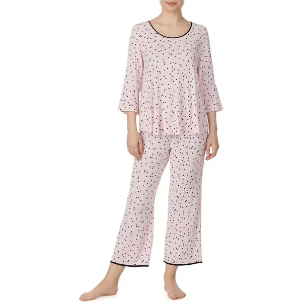 Kate Spade New York Bell Cuff Pajamas - Scattered Dot Pink