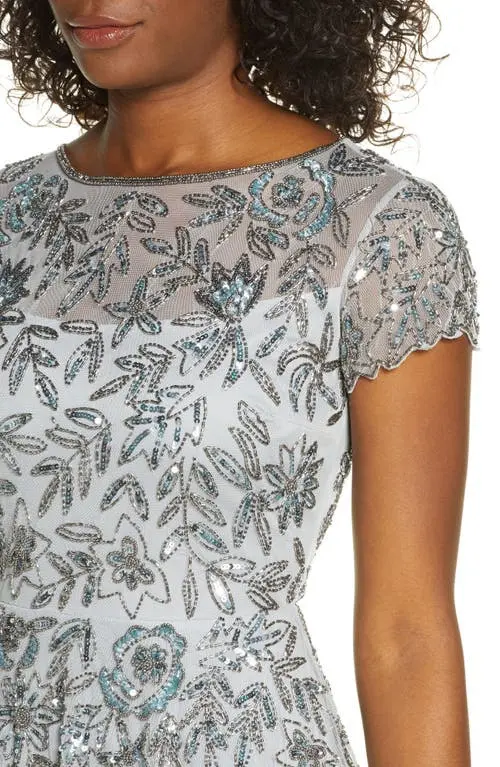 pisarro nights beaded mesh dress regular & petite Pisarro Nights Beaded Mesh Dress Sz 4 Black