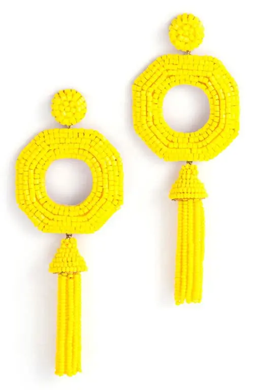 Deepa Gurnani Isha Tassel Drop Earrings - Yellow
