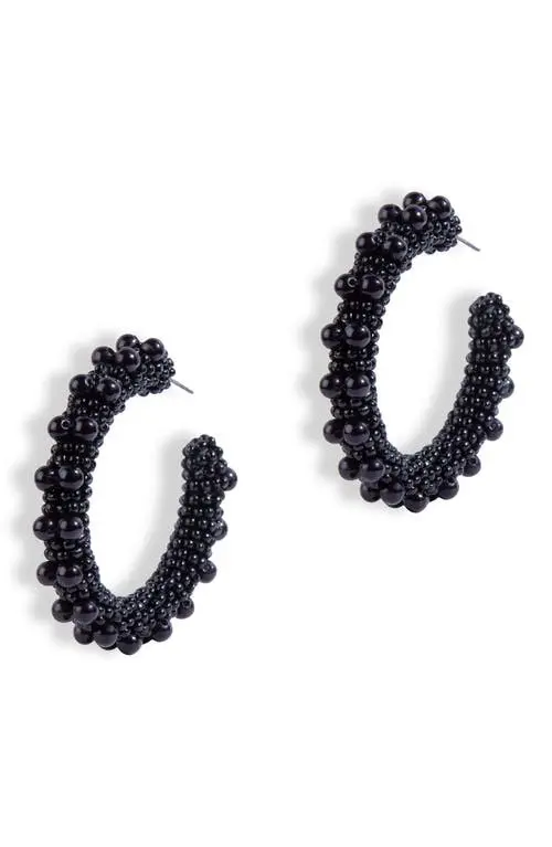 Deepa Gurnani Vidya Beaded Hoop Earrings - Black