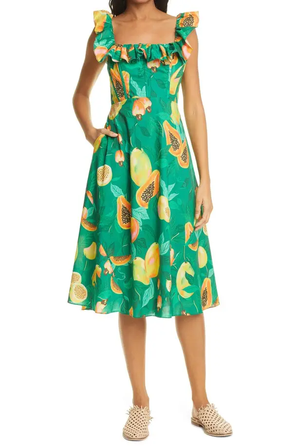 papaya green dress Dervish Dress Green Papaya Teardrop Block Print main image 1