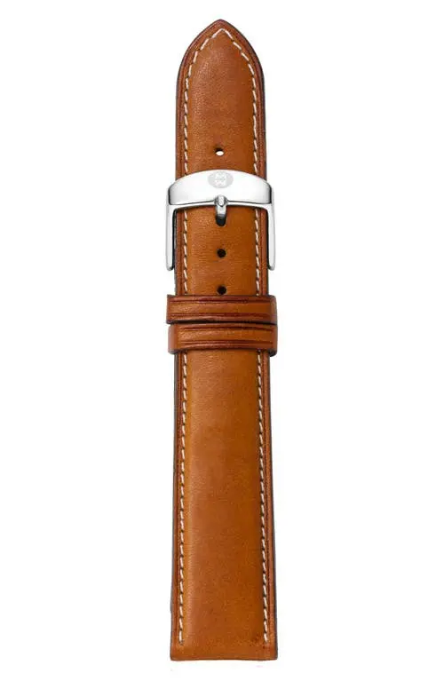 Michele 18mm Leather Watch Strap - Saddle