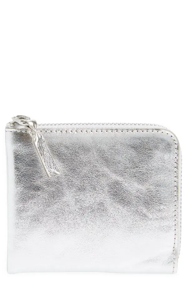 Comme Des Garçons Metallic Half-zip Walletgrey