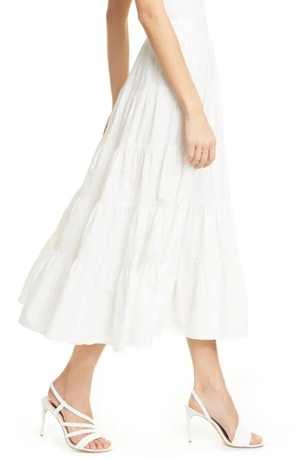 Ulla Johnson Sylvie Tiered Cotton Midi Skirt