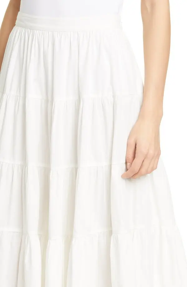 Ulla Johnson Sylvie Tiered Cotton Midi Skirt