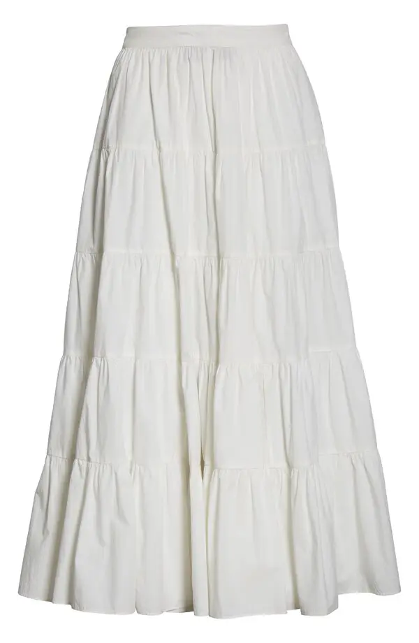Ulla Johnson Sylvie Tiered Cotton Midi Skirt