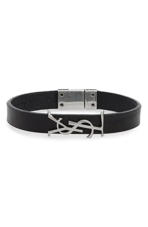 Saint Laurent Opyum Leather Bracelet - Nero/silver