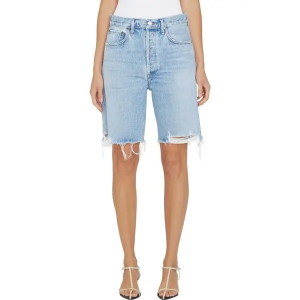 AGOLDE 90s High Waist Distressed Cutoff Nonstretch Denim Shorts - Swapmeet