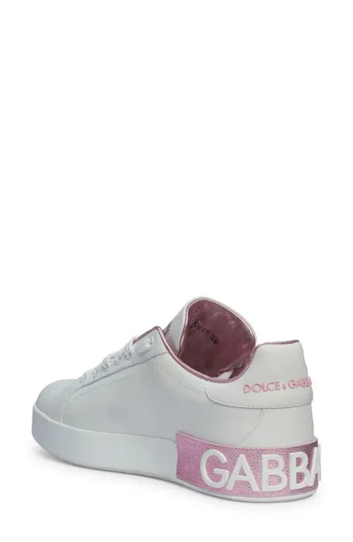 Dolce & Gabbana Portofino Platform Sneakers - White/pink