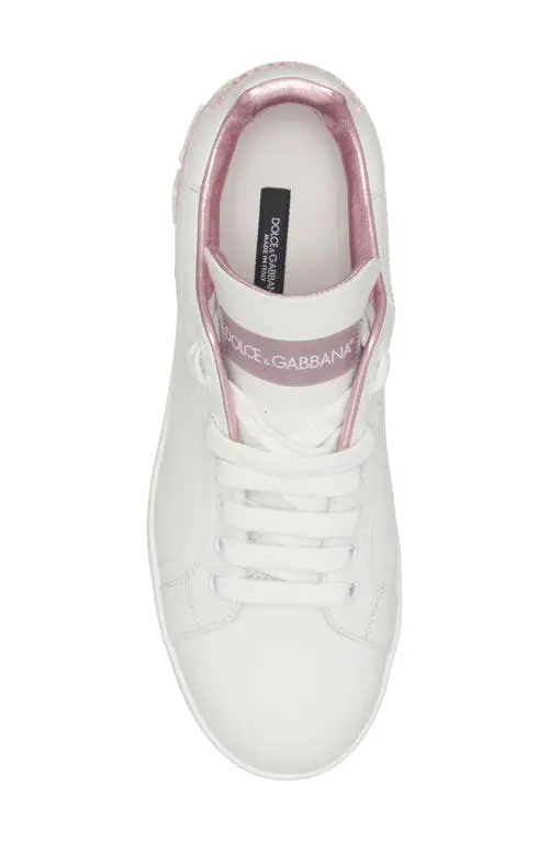 Dolce & Gabbana Portofino Platform Sneakers - White/pink