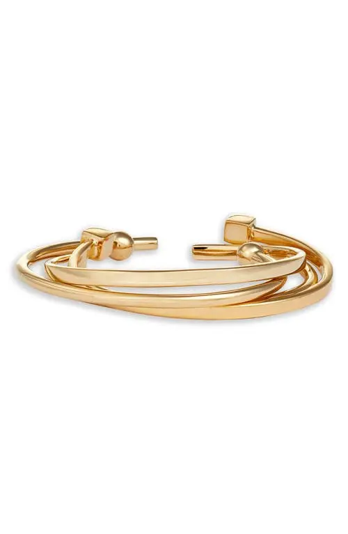 SOKO Set Of 4 Mixed Shapes Stacking Cuffs - Gold