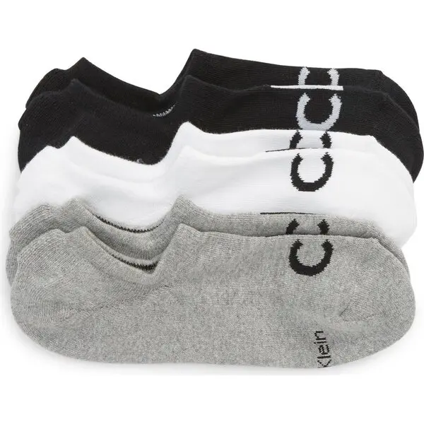 Calvin Klein 3-pack Micro Cushion No-show Socks - Grey Htr Assorted