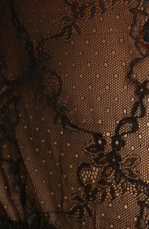 COQUETTE Dotted And Floral Lace Romper - Black
