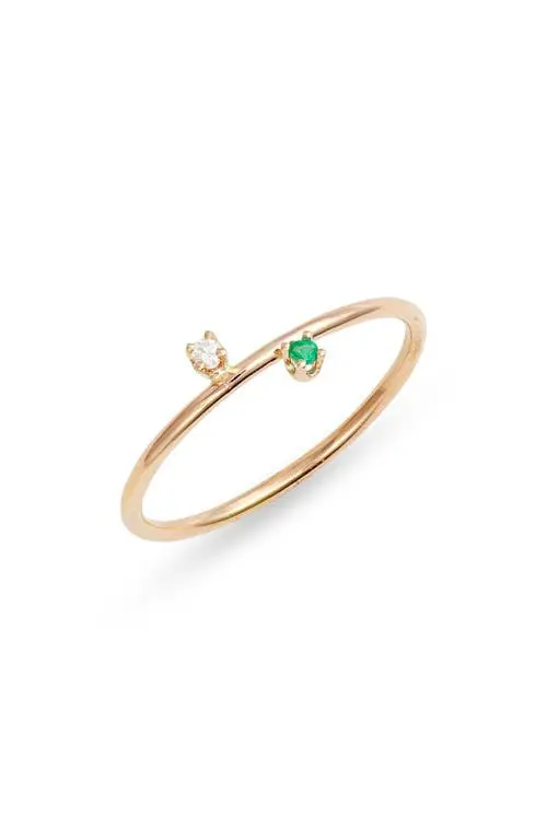 POPPY FINCH Diamond & Emerald Ring - 14kyg