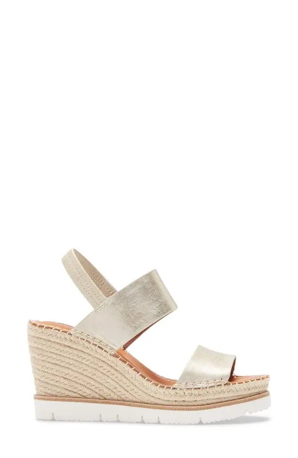 Gentle Souls Elyssa Platform Wedge Sandals - Ice Metallic Leather