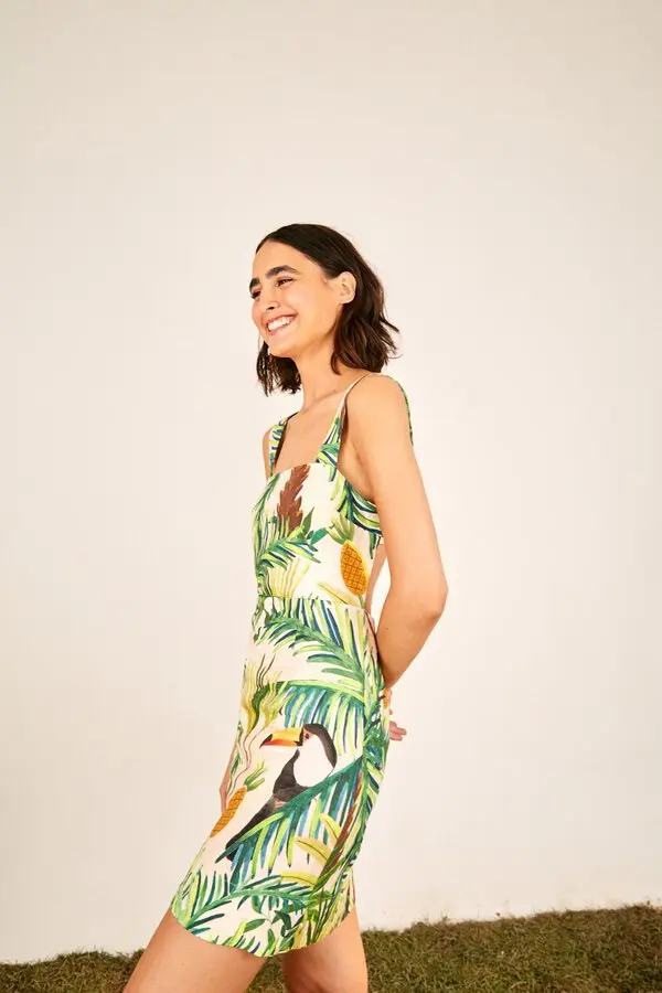 farm rio green toucan dress Adidas Toucan Wings Midi Dress Crew Green – FARM Rio main image 1