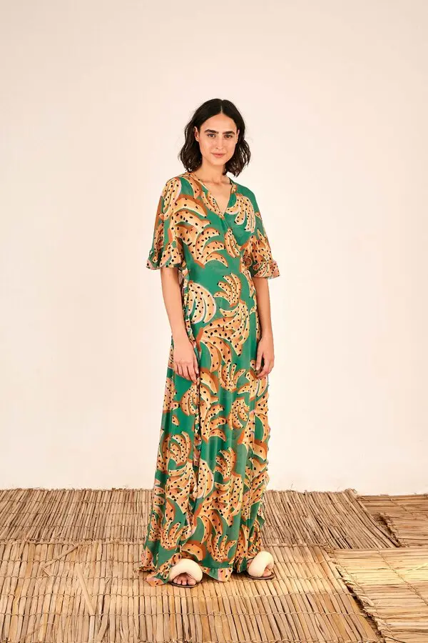 Farm Rio Green Raining Bananas Maxi Wrap Dress In Multi - 50% Off |  Editorialist