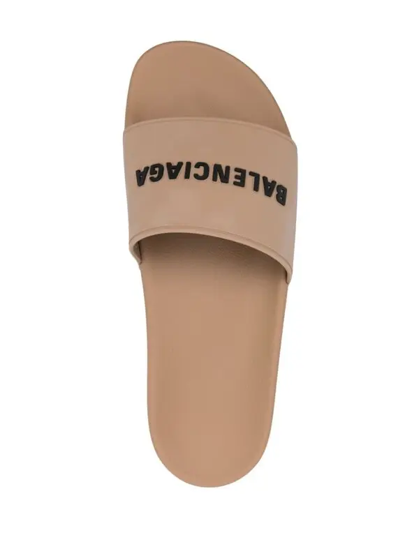 Balenciaga Logo-embossed Slides - Neutrals