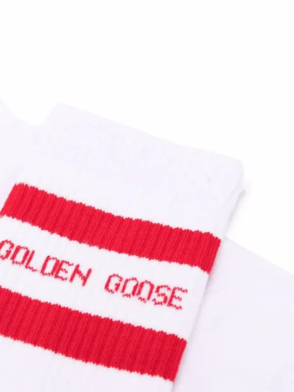 GOLDEN GOOSE Logo Intarsia Ankle Socks - White