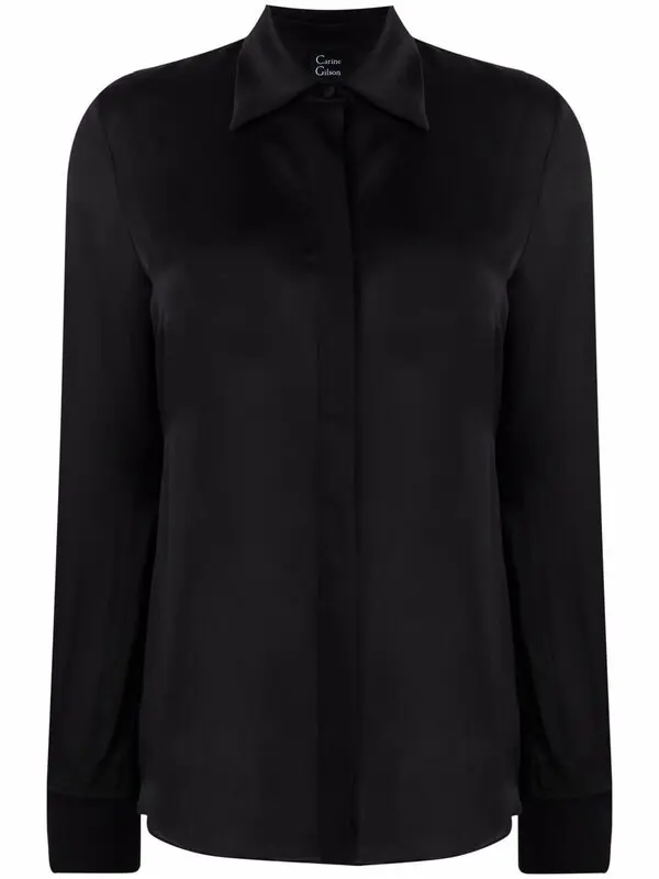 Carine Gilson Concealed Button-fastening Silk Shirt - Black