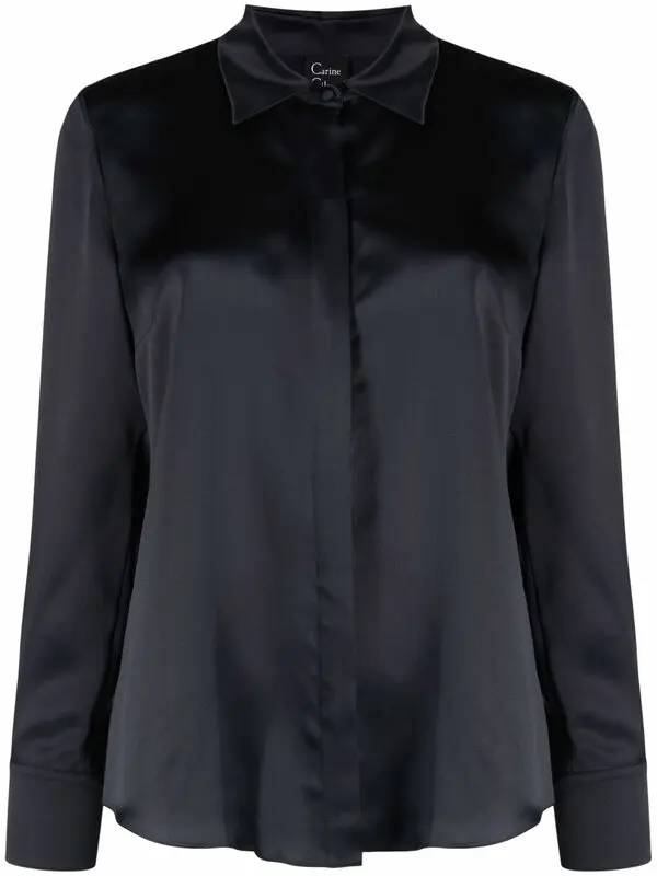 Carine Gilson Long-sleeve Silk-satin Shirt