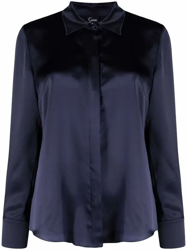 Carine Gilson Long-sleeve Silk-satin Shirt