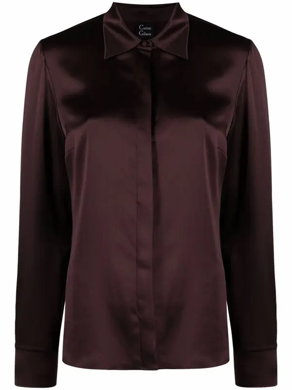 Carine Gilson Long-sleeve Silk Pyjama Top - Red