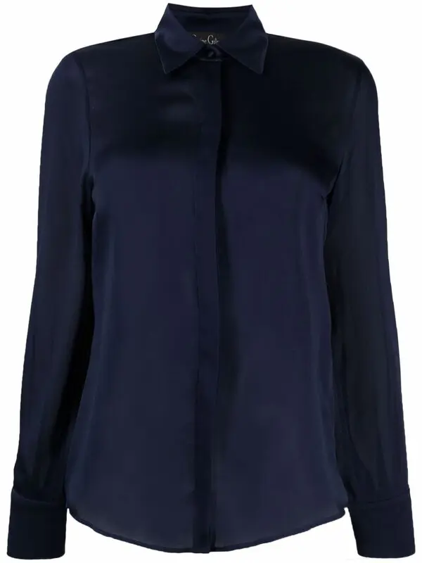 Carine Gilson Long-sleeve Silk Shirt - Blue