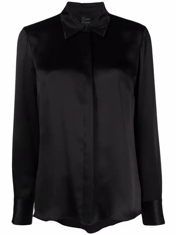 Carine Gilson Long-sleeve Silk Shirt - Black