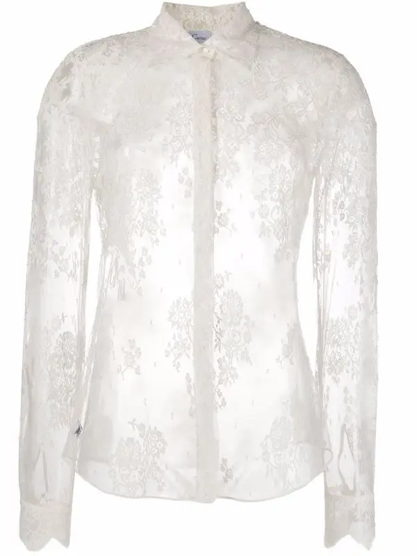 Carine Gilson Lace Appliqué Long-sleeve Shirt - White