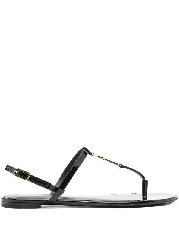 Saint Laurent Cassandra Logo Plaque Sandals - Black