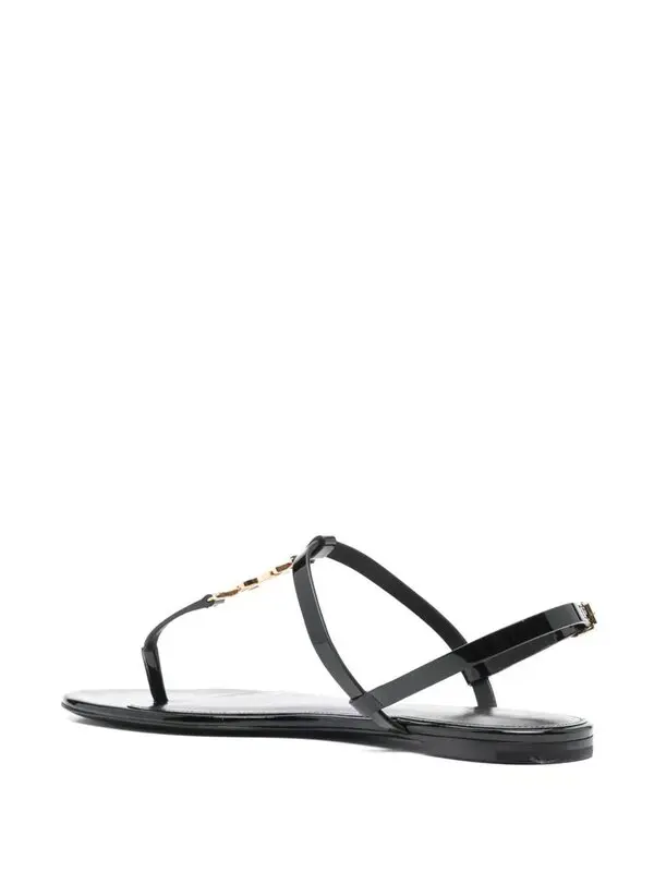 Saint Laurent Cassandra Logo Plaque Sandals - Black
