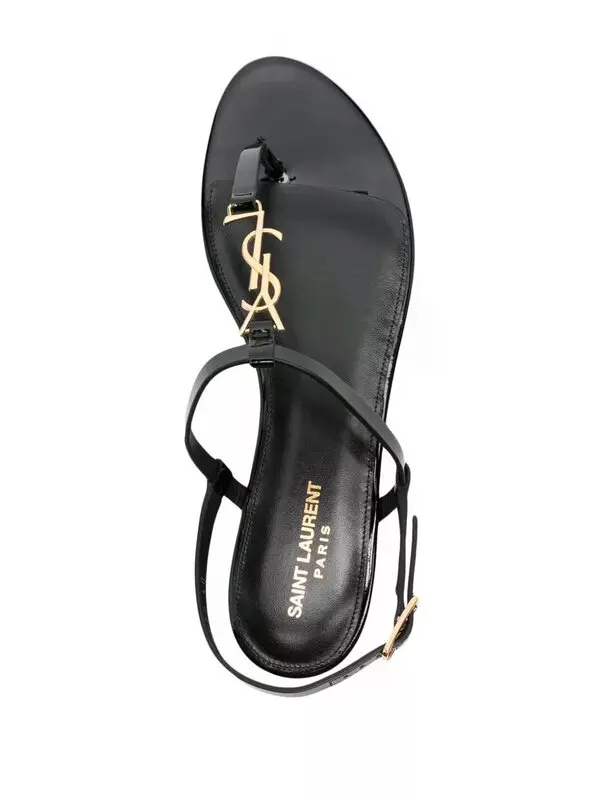 Saint Laurent Cassandra Logo Plaque Sandals - Black