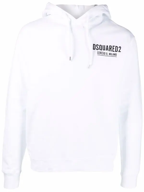 Dsquared2 Logo Print Cotton Hoodie - White